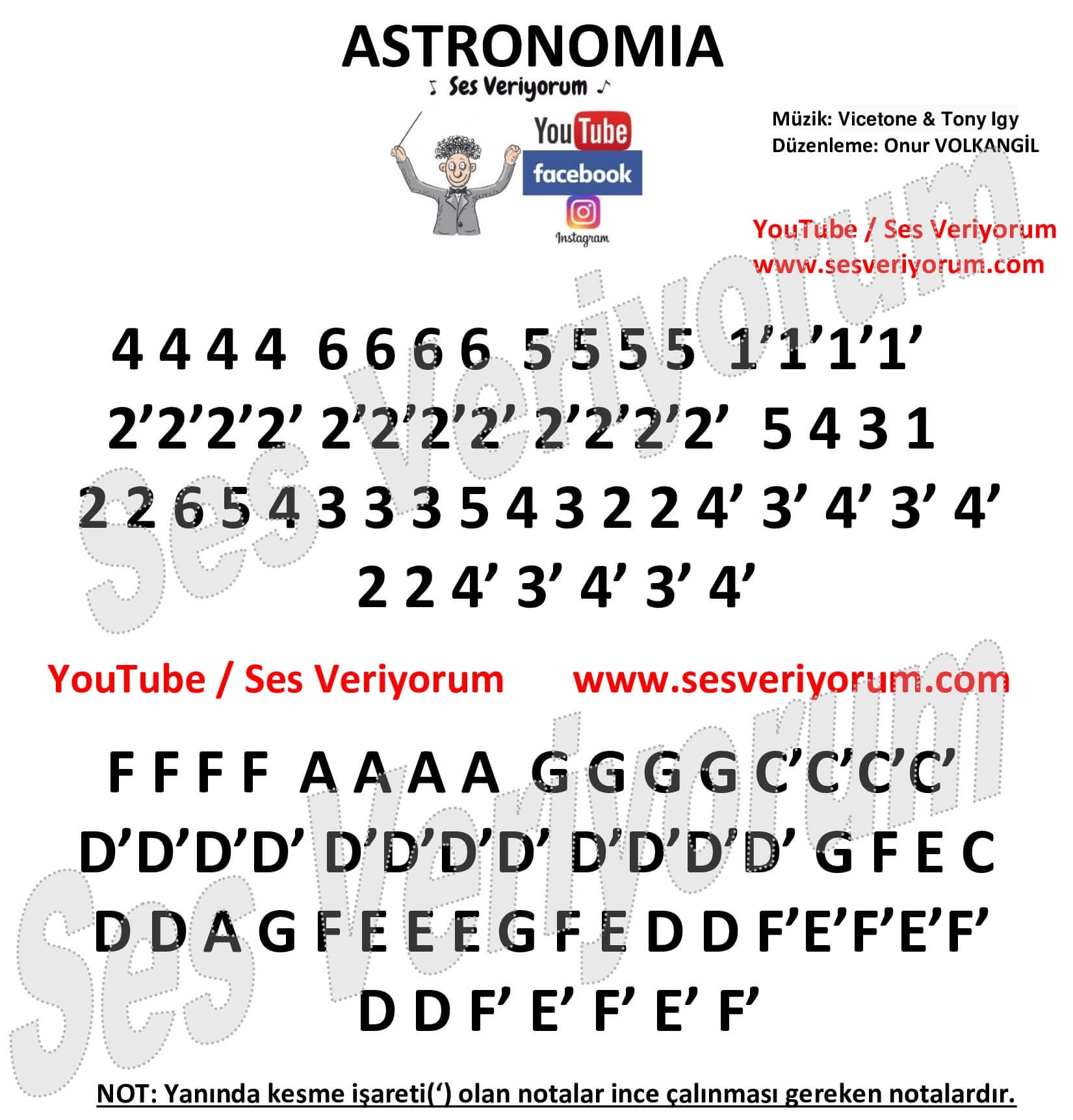 Astronomia(Tabut Dansı) Kalimba Notaları ve Çalınışı - Melodika ve Flüt ...